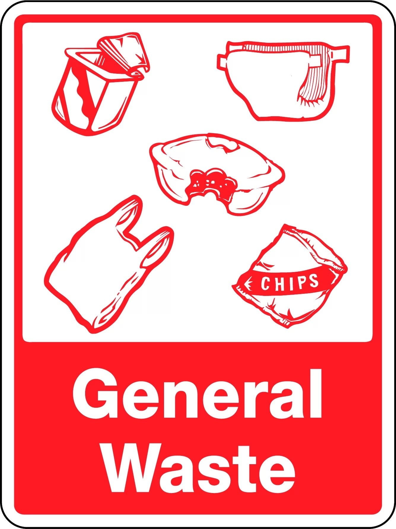 Buy General Sign - General Waste With Recycling Picto Online | $25.00 AUD